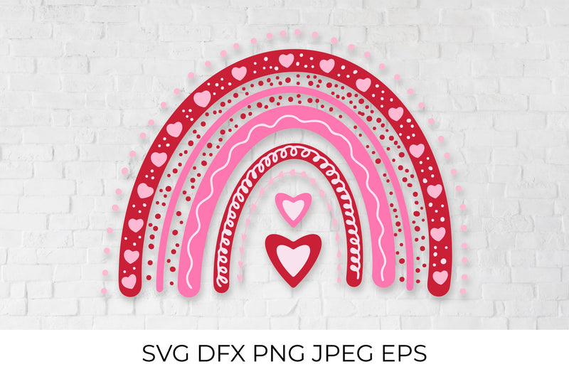 Cute Valentine Rainbow SVG. Hand Drawn Valentines Clipart - So Fontsy