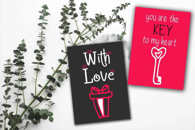 Cute Valentine's Day Cards- Printable Valentines Day Cards - So Fontsy