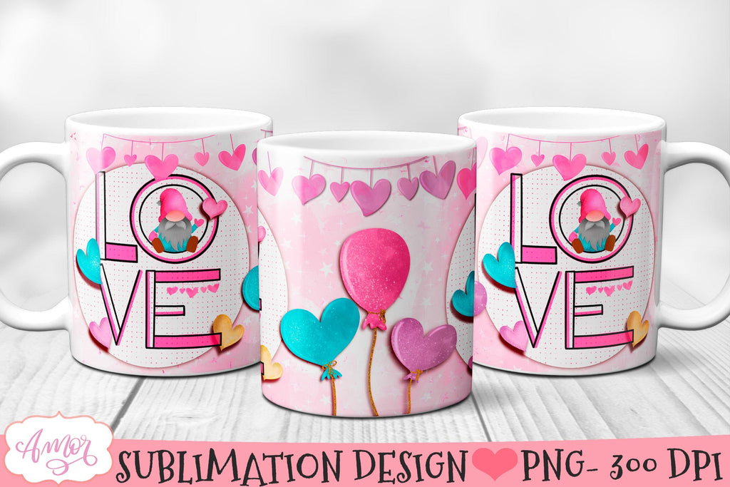 Cute Valentines Mug Wrap for Sublimation | Love mug PNG - So Fontsy