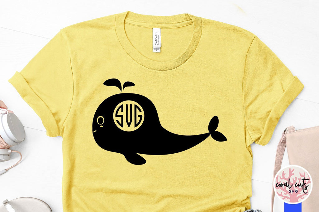 Cute Whale Monogram Frame - So Fontsy