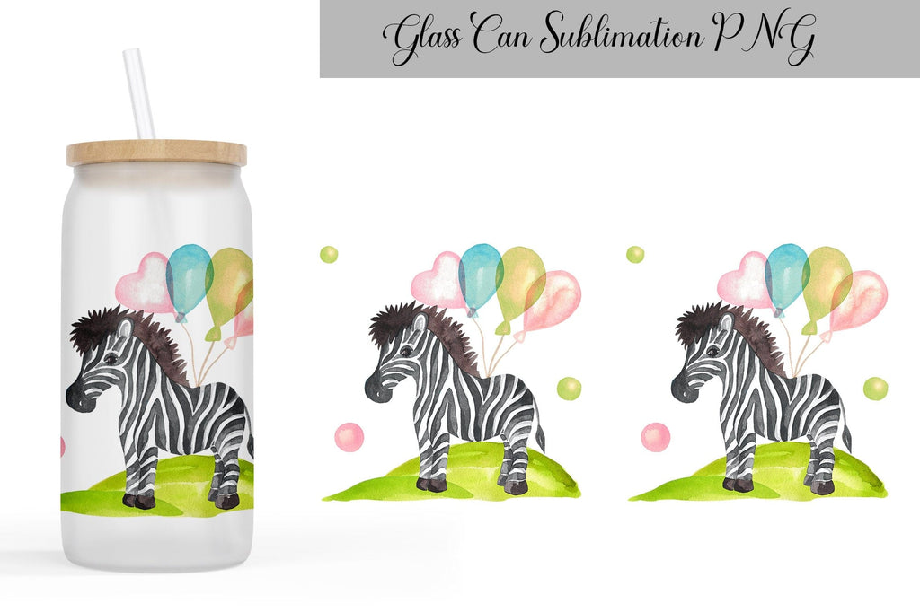 Cute Zebra Glass Can Wrap | Kids Libbey Glass Can - So Fontsy