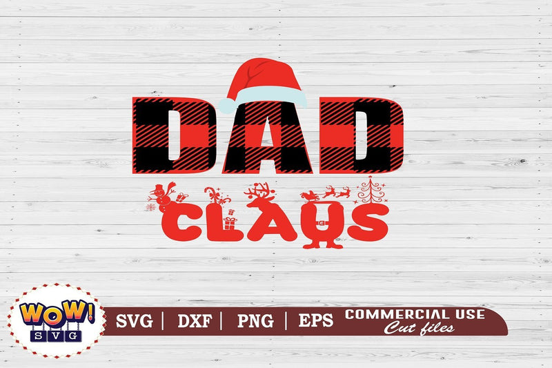 Dad Claus svg, Christmas plaid svg, Santa claus svg, Png - So Fontsy