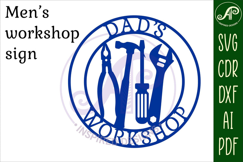 Dad's Workshop tools sign svg laser cut template - So Fontsy
