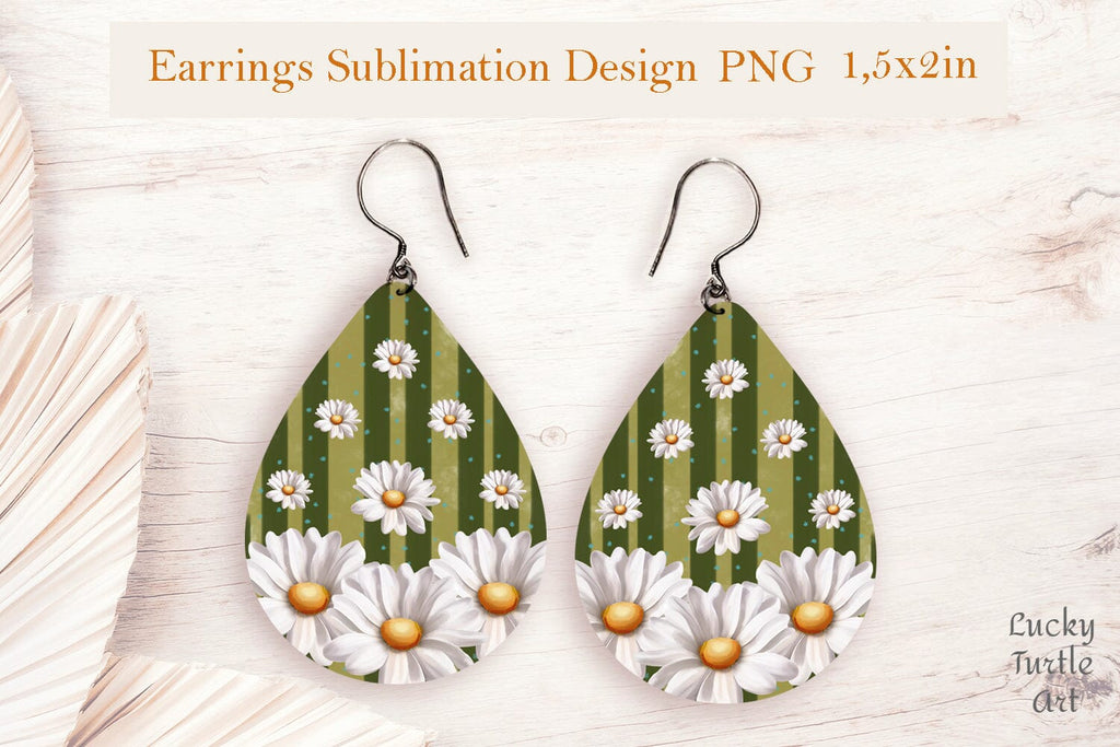 Daisies teardrop sublimation earrings design - So Fontsy