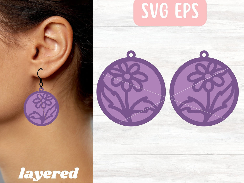 Daisy Earring SVG Template for Cricut or Glowforge - So Fontsy