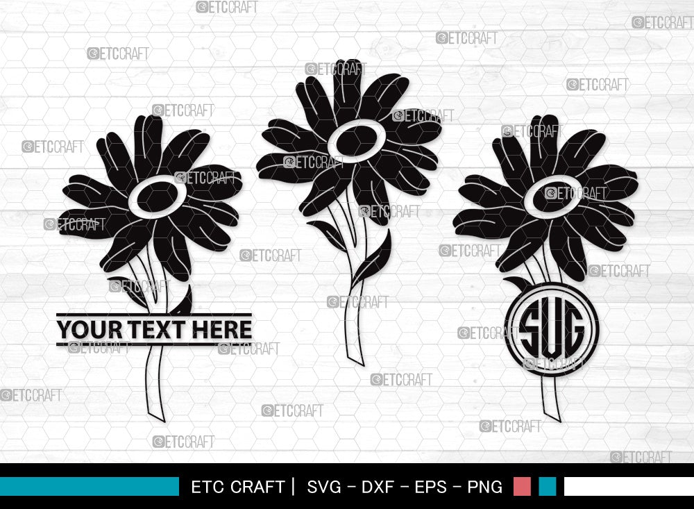 Daisy Flower Monogram SVG | Daisy Flower Clipart Bundle | Flower Svg ...