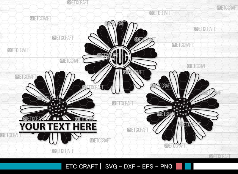 Daisy Flower Monogram SVG | Daisy Flower Clipart Bundle | Flower Svg ...