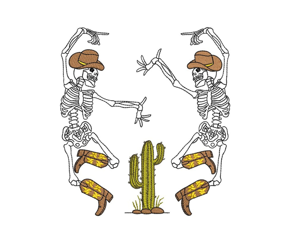 Dancing Skeletons Embroidery Design, Halloween Howdy Cowboy Skeleton ...