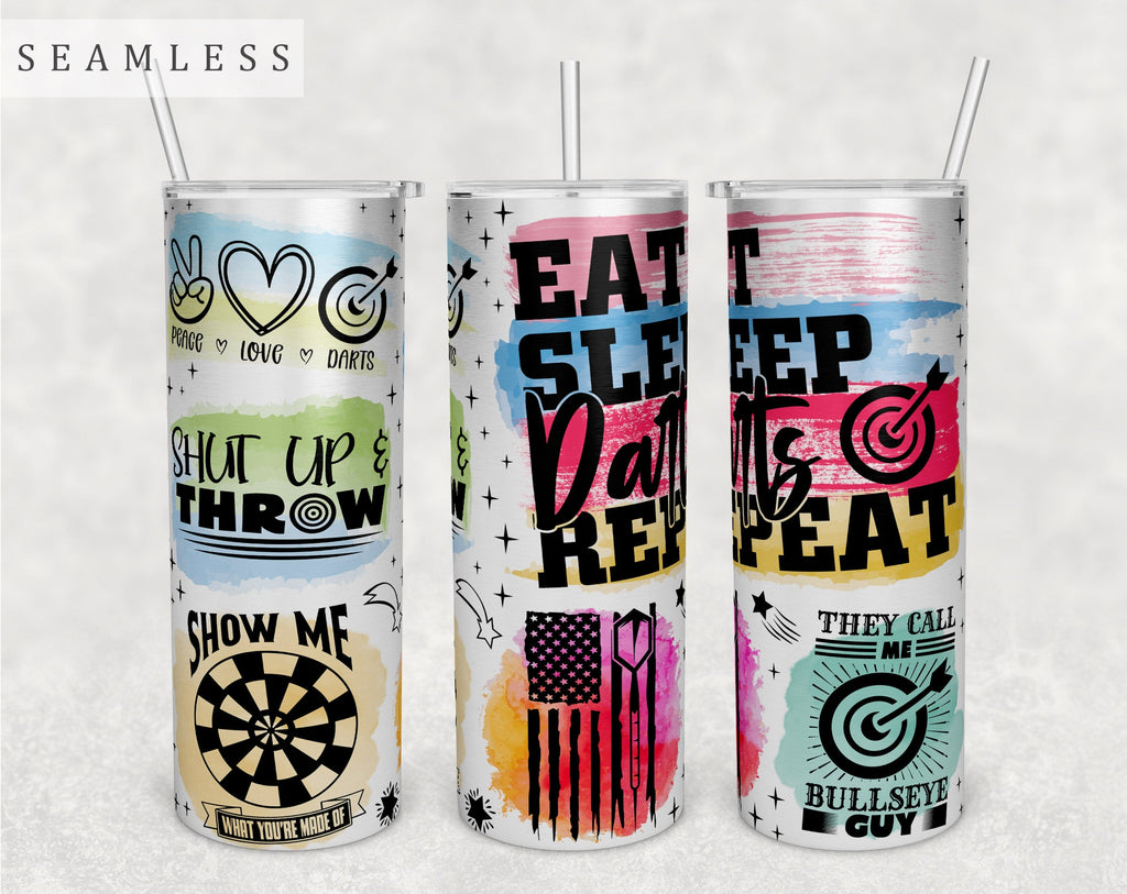 Darts Quotes Tumbler Wrap, 20oz Skinny Tumbler Sublimation Design ...