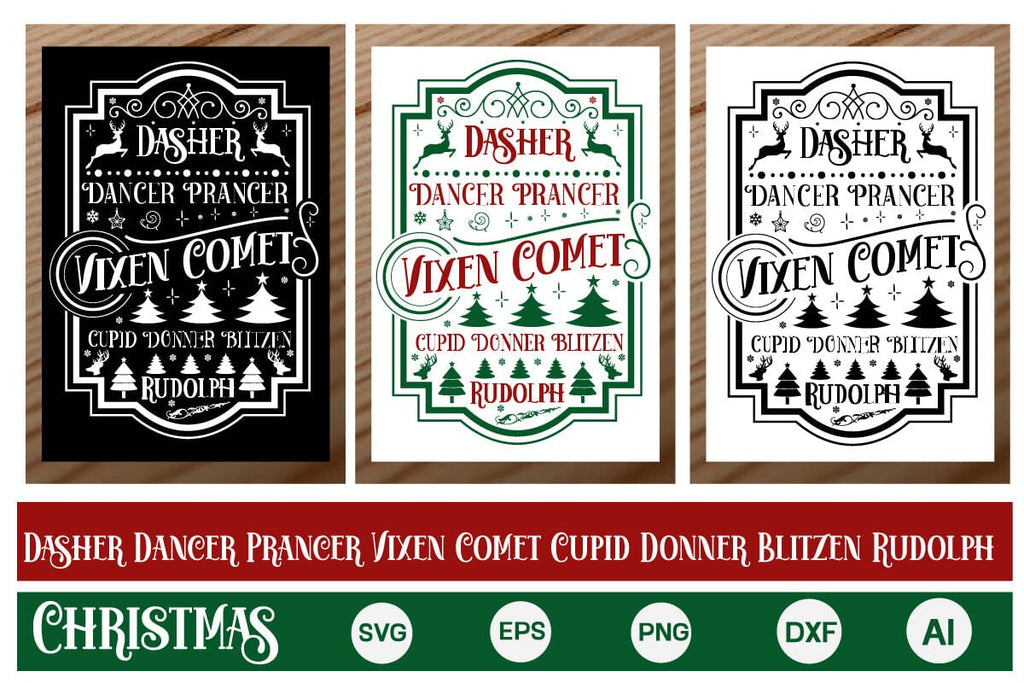 Dasher Dancer Prancer Vixen Comet Cupid Donner Blitzen Rudolph Porch ...