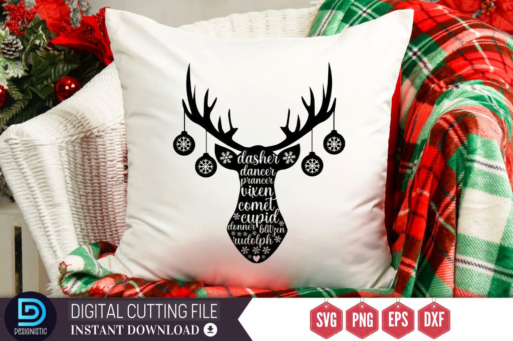 Dasher dancer prancer vixen comet cupid donner blitzen rudolph SVG - So ...