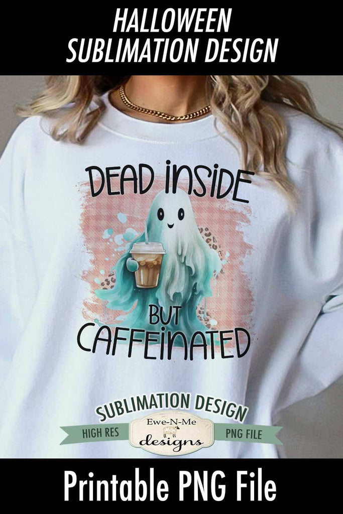 Spooky Season Teal Ghost with Iced Coffee Sublimation Design - So Fontsy