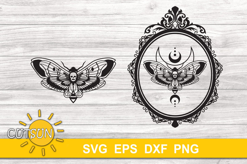 Death Moth SVG | Death Moth with Crescent SVG - So Fontsy