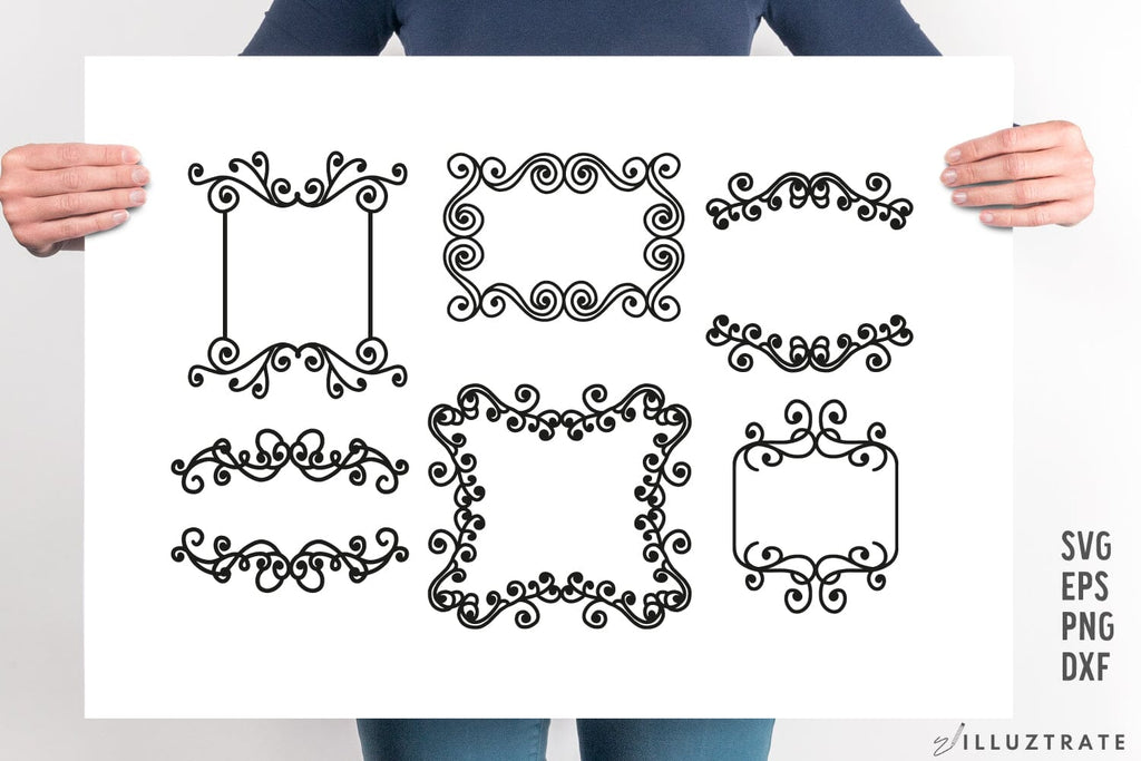 Decorative Frames SVG Cut Files | Decorative Monogram SVG - So Fontsy