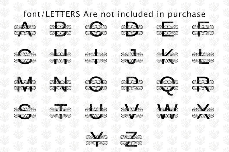 Decorative Split Alphabet Monogram - Svg EPS DXF PNG File - So Fontsy