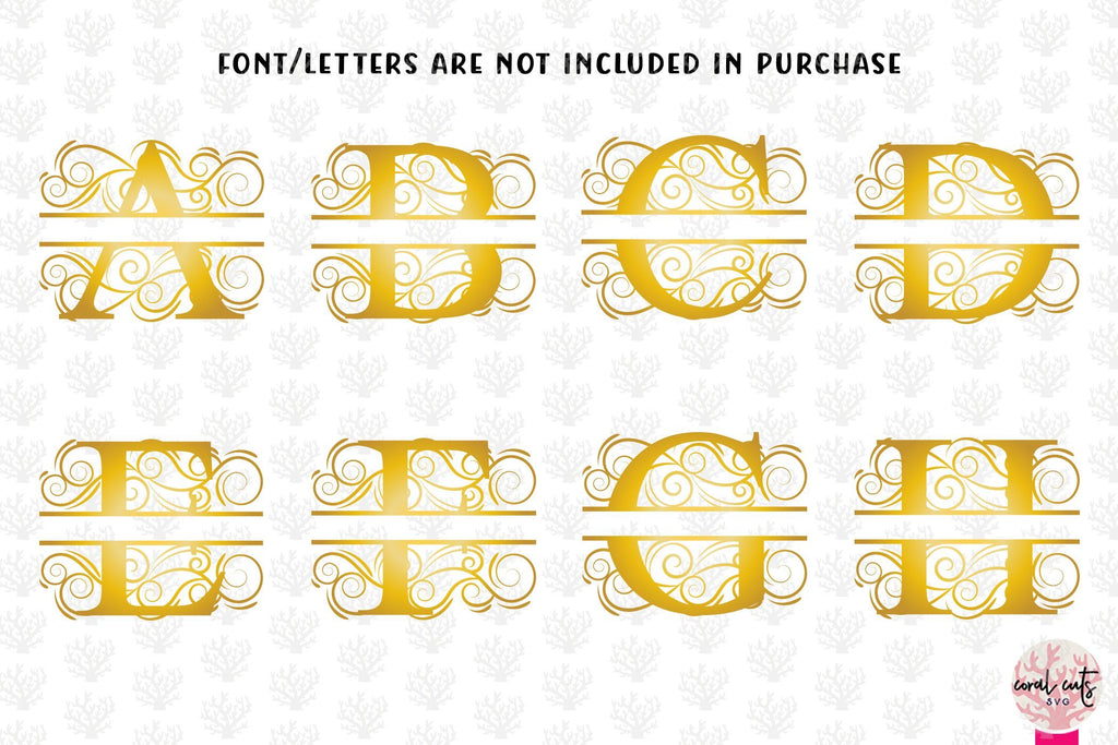 Decorative Swirl Split Monogram - Alphabets A to Z - So Fontsy