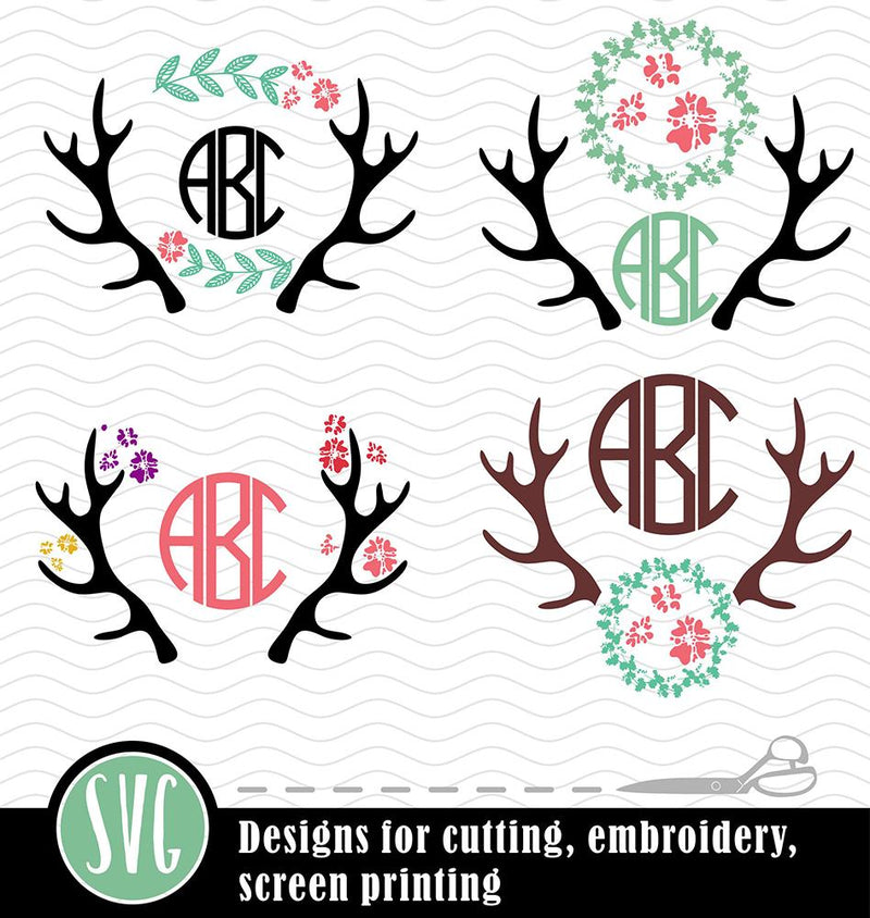 Deer Antlers SVG Antler Monogram Frame - So Fontsy