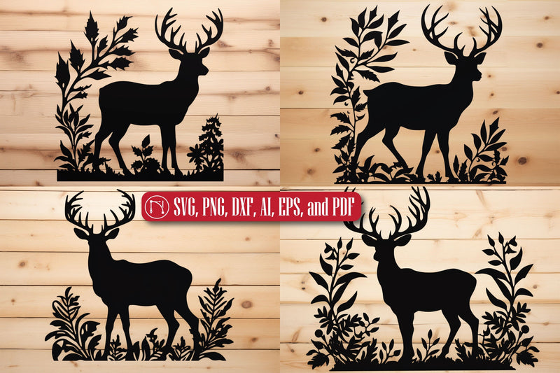 Deer Christmas Laser Cut File SVG Set - So Fontsy