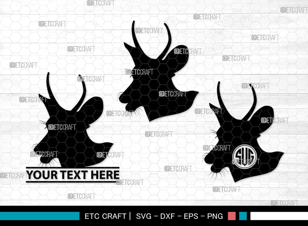 Deer Head Monogram, Deer Head Silhouette, Deer Head SVG, Deer Horns Svg ...