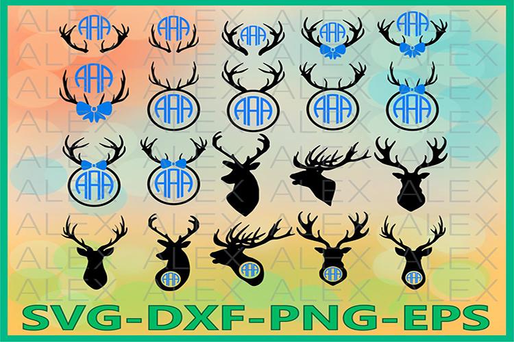Deer Head Monogram SVG - So Fontsy