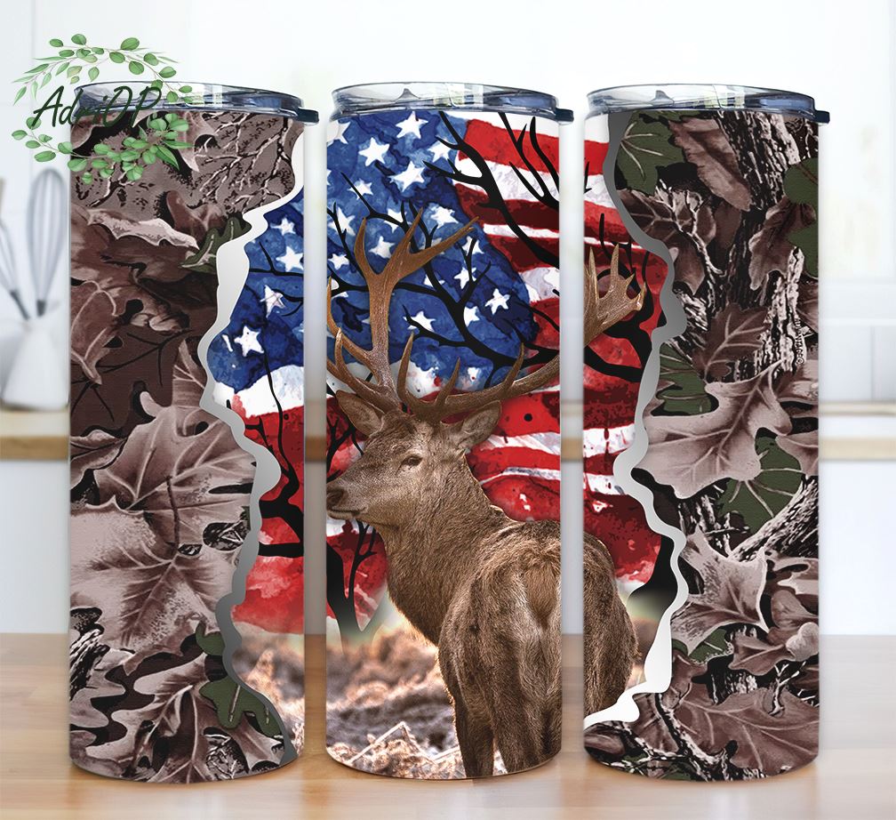Deer Hunting 20oz Skinny Tumbler Sublimation Designs Deer Hunting and ...