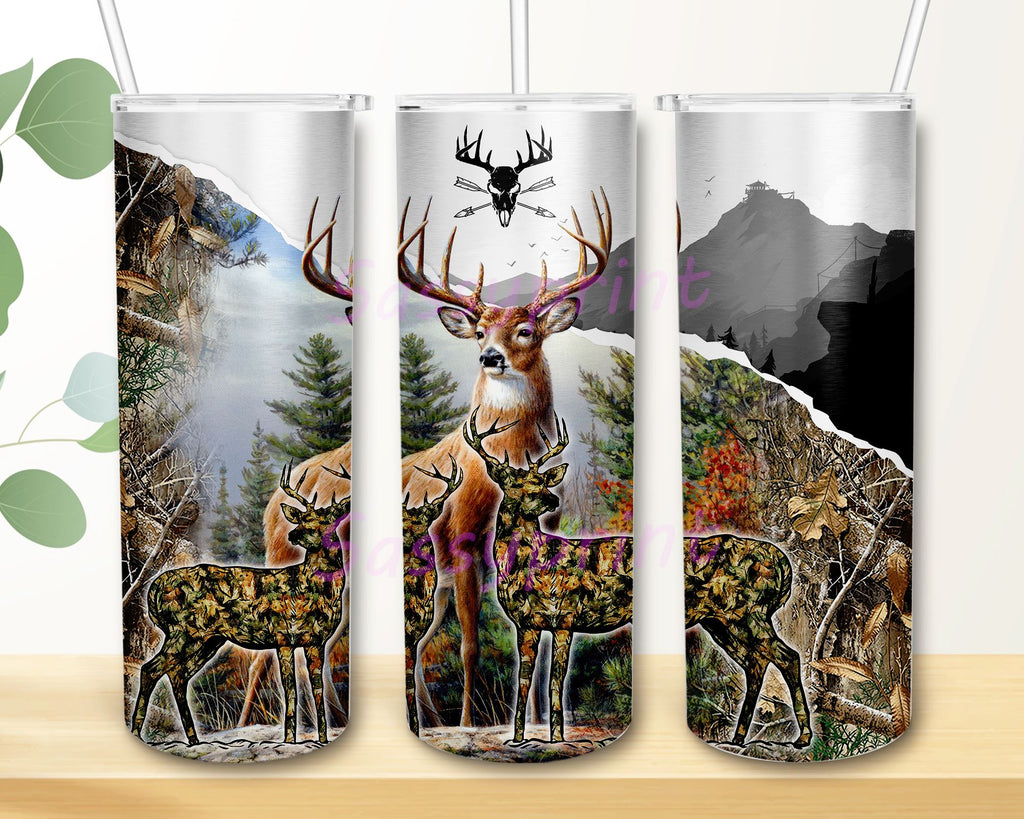 Deer Hunting 20oz Skinny Tumbler Sublimation Designs, Hunting Lover ...