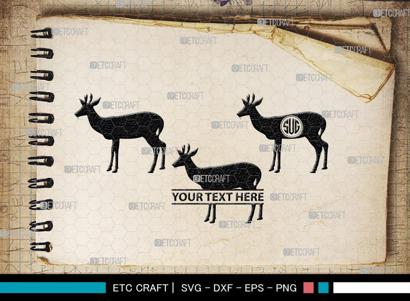 Deer Monogram, Deer Silhouette, Deer SVG, Gazelle Svg, Buck Svg ...