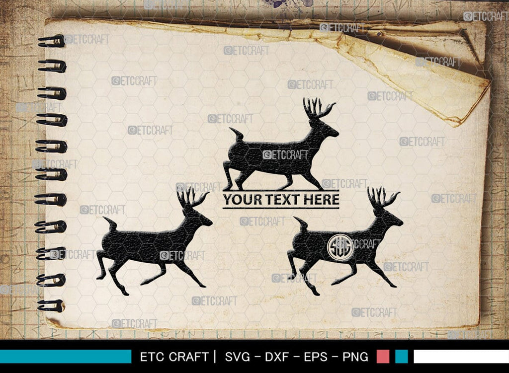 Deer Monogram, Deer Silhouette, Deer SVG, Gazelle Svg, Buck Svg ...