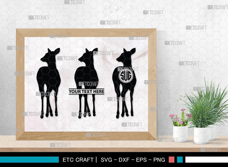 Deer Monogram, Deer Silhouette, Deer SVG, Gazelle Svg, Buck Svg ...