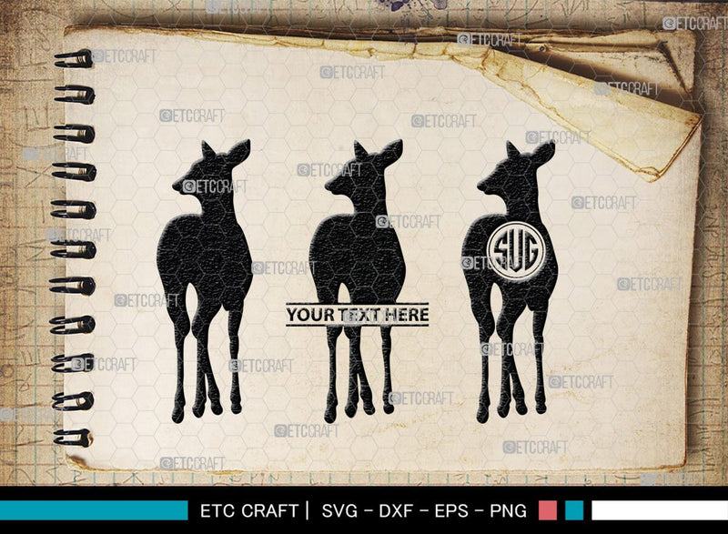 Deer Monogram, Deer Silhouette, Deer SVG, Gazelle Svg, Buck Svg ...