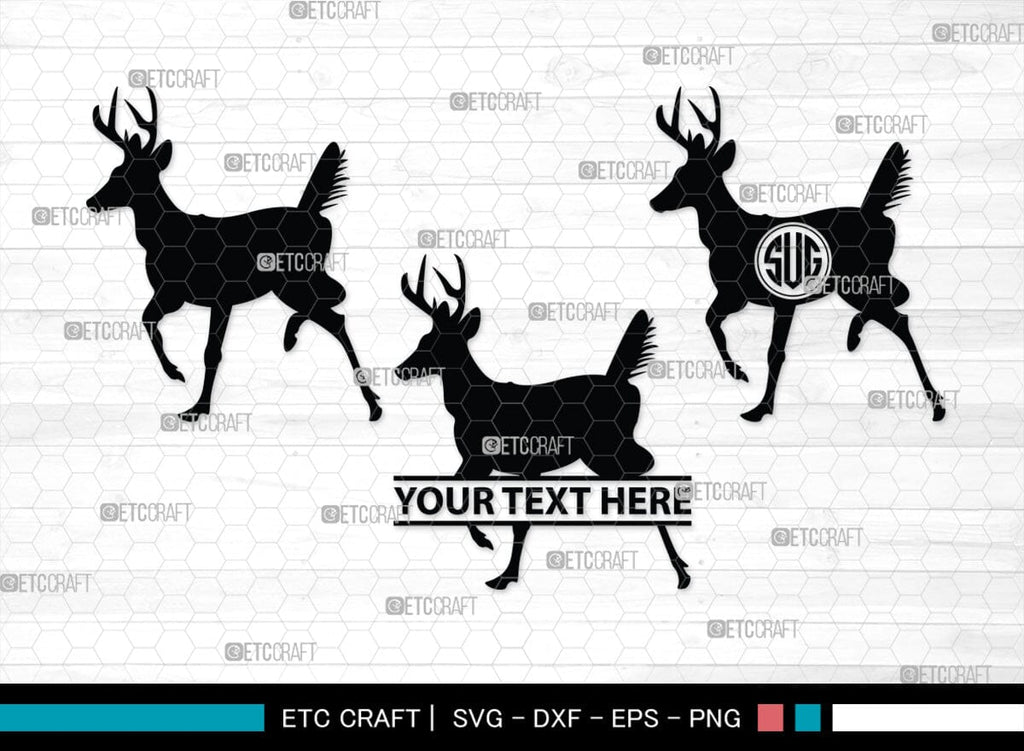 Deer Monogram, Deer Silhouette, Deer SVG, Gazelle Svg, Buck Svg, Hunting Svg, Deer Head Svg ...