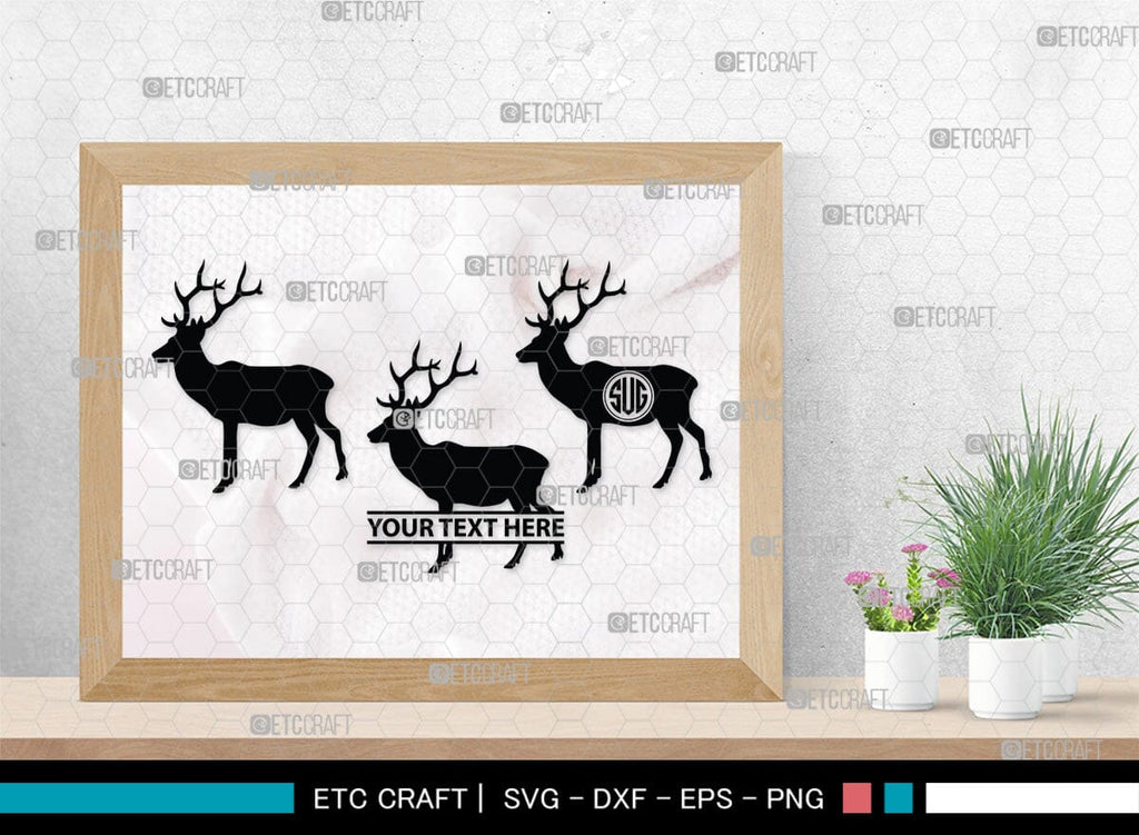 Deer Monogram, Deer Silhouette, Deer SVG, Gazelle Svg, Buck Svg ...