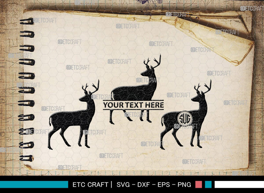 Deer Monogram, Deer Silhouette, Deer SVG, Gazelle Svg, Buck Svg ...