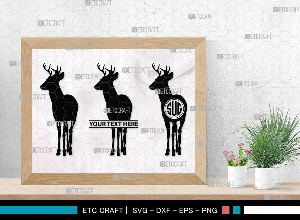 Deer Monogram, Deer Silhouette, Deer SVG, Gazelle Svg, Buck Svg ...