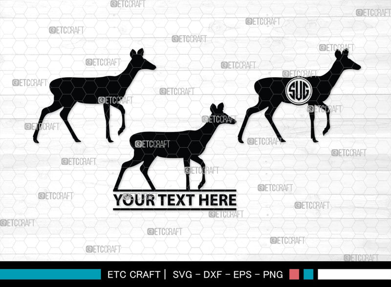 Deer Monogram, Deer Silhouette, Deer SVG, Gazelle Svg, Buck Svg, Hunti ...