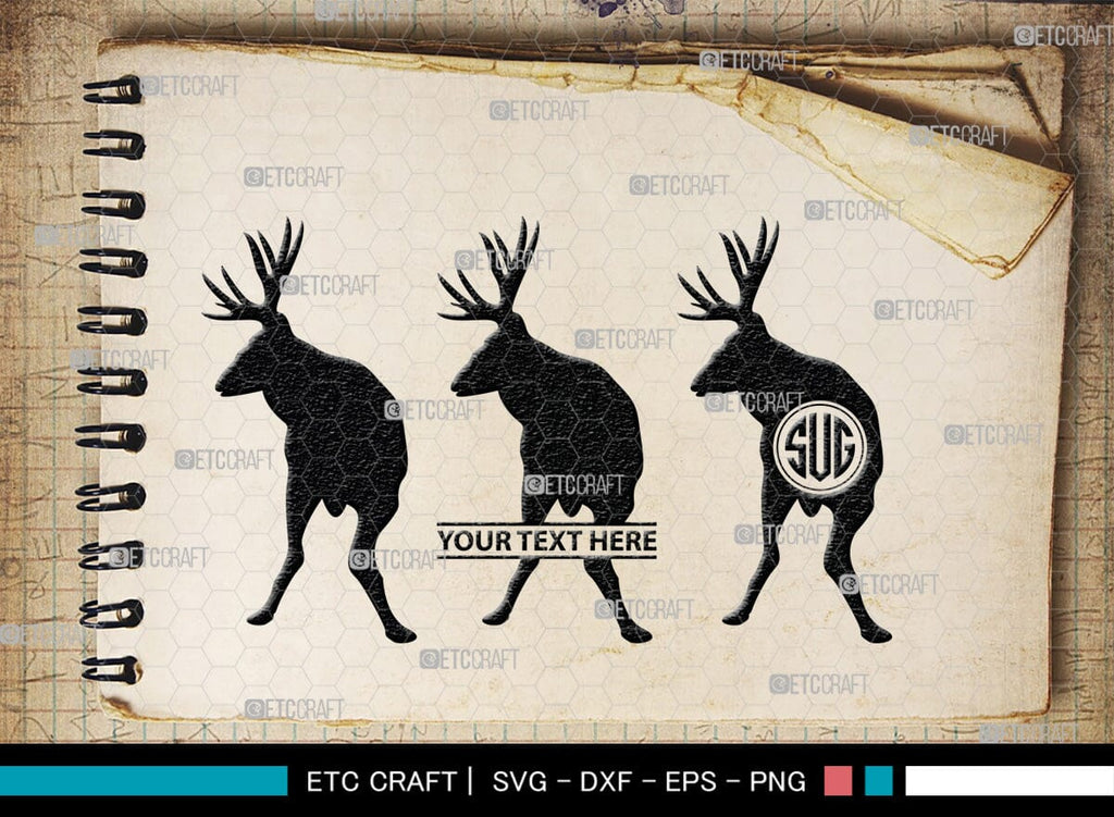 Deer Monogram, Deer Silhouette, Deer SVG, Gazelle Svg, Buck Svg ...