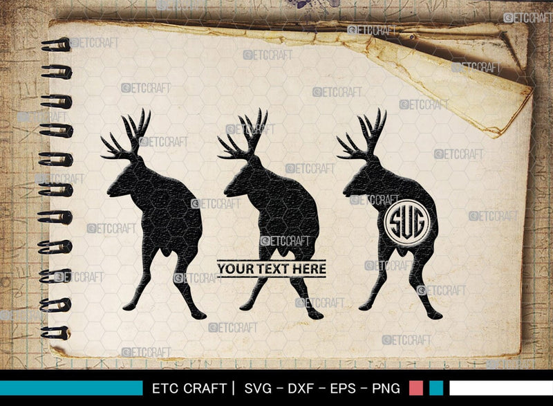 Deer Monogram, Deer Silhouette, Deer SVG, Gazelle Svg, Buck Svg ...