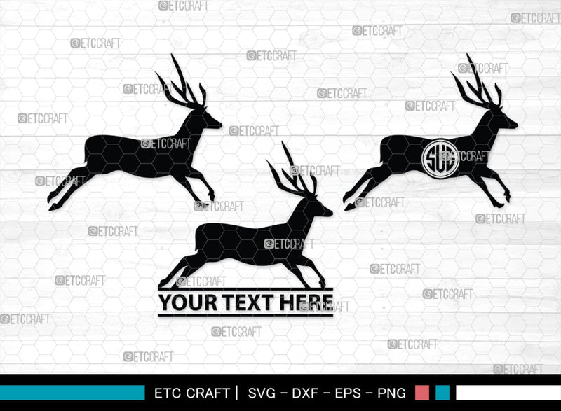 Deer Monogram, Deer Silhouette, Deer SVG, Gazelle Svg, Buck Svg ...