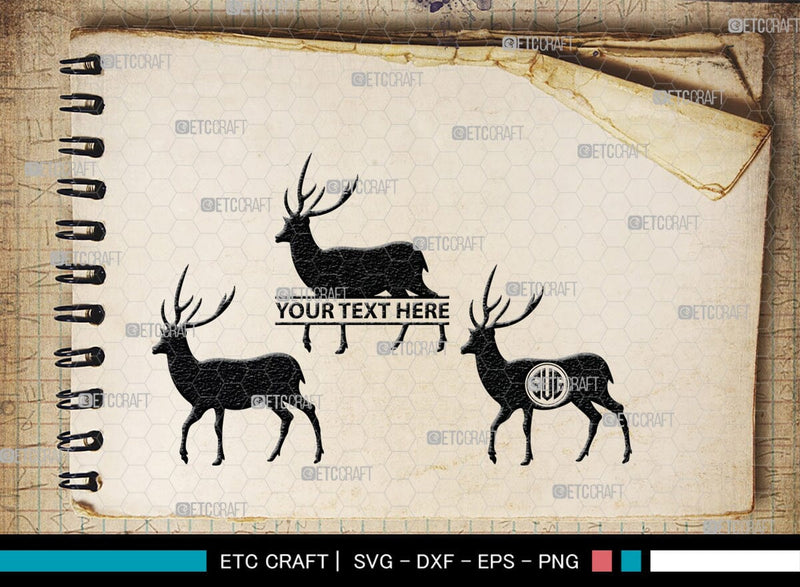 Deer Monogram, Deer Silhouette, Deer SVG, Gazelle Svg, Buck Svg ...