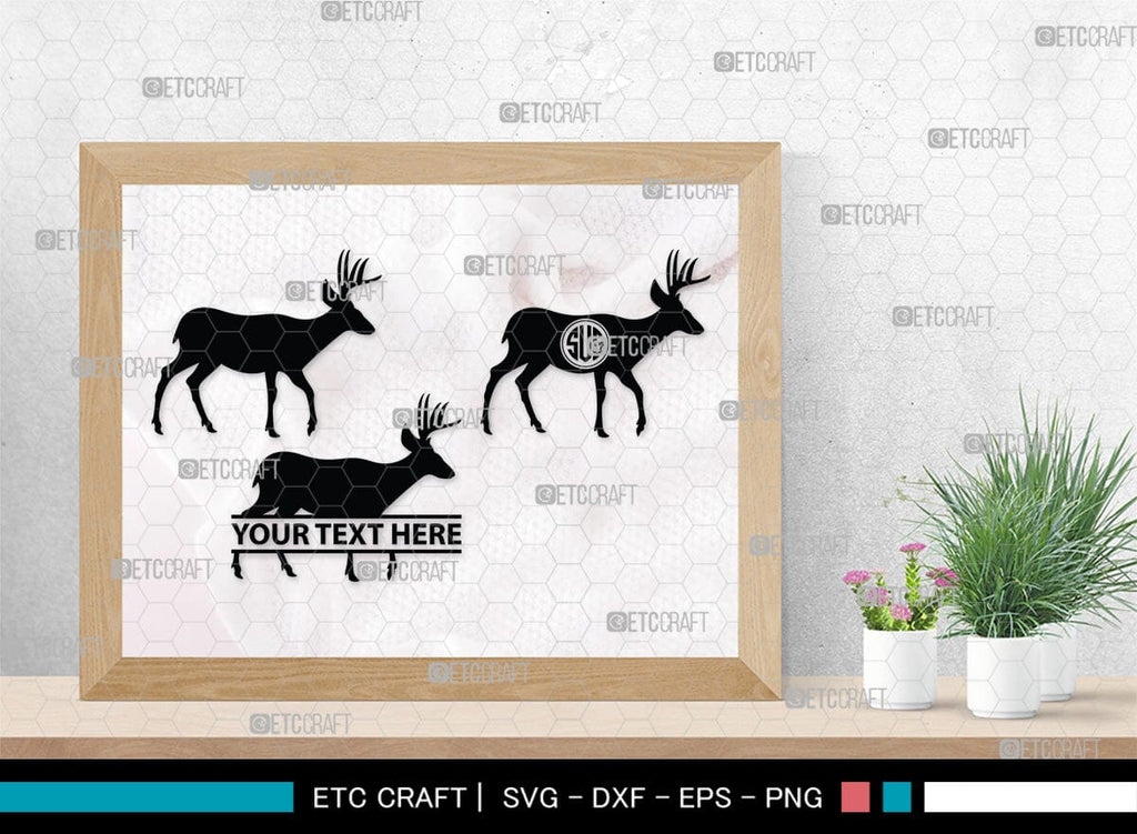 Deer Monogram, Deer Silhouette, Deer SVG, Gazelle Svg, Buck Svg ...