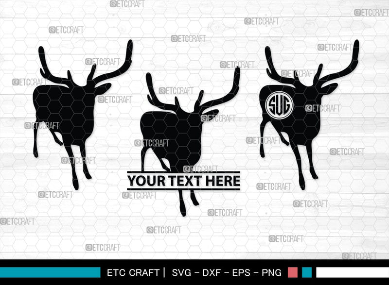 Deer Monogram, Deer Silhouette, Deer SVG, Gazelle Svg, Buck Svg ...
