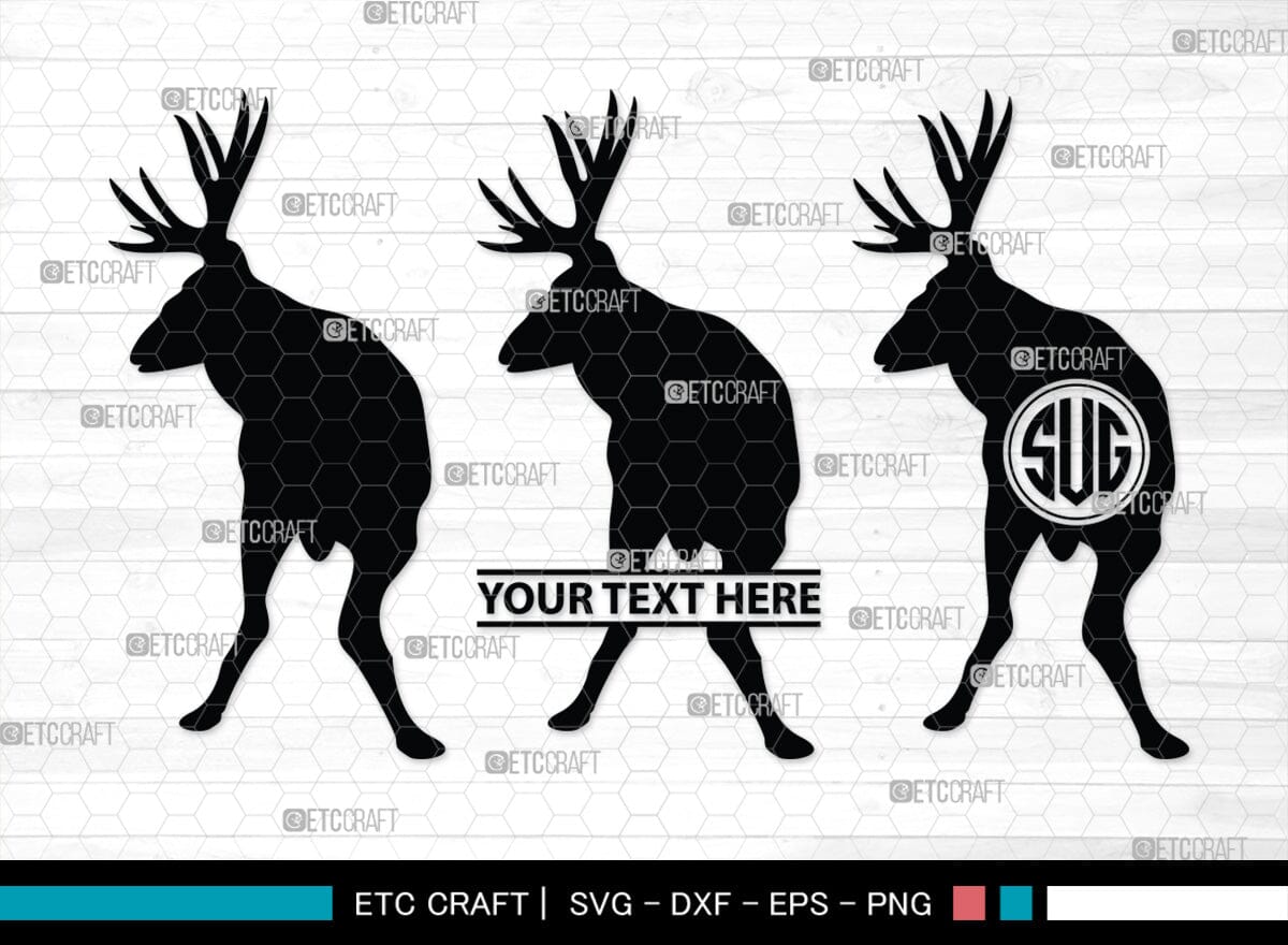 Deer Monogram, Deer Silhouette, Deer SVG, Gazelle Svg, Buck Svg ...