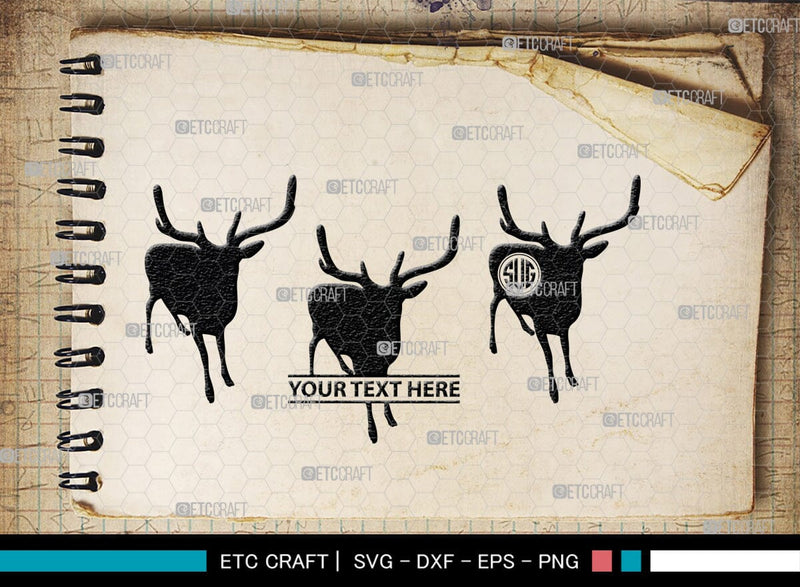 Deer Monogram, Deer Silhouette, Deer SVG, Gazelle Svg, Buck Svg ...