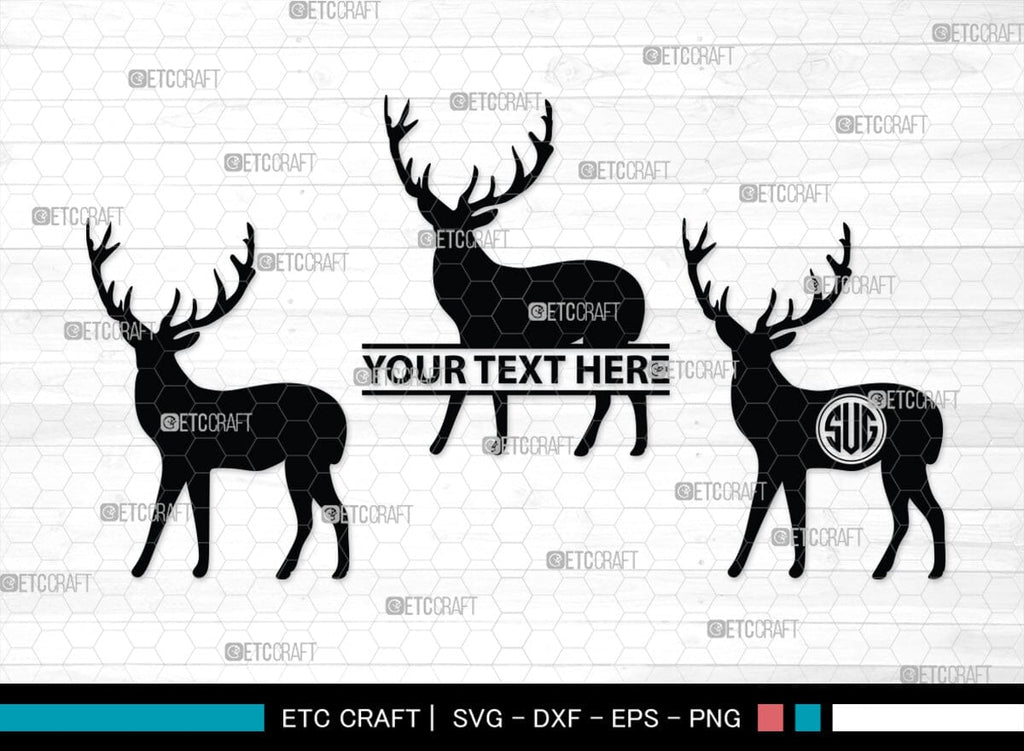 Deer Monogram, Deer Silhouette, Deer SVG, Gazelle Svg, Buck Svg ...