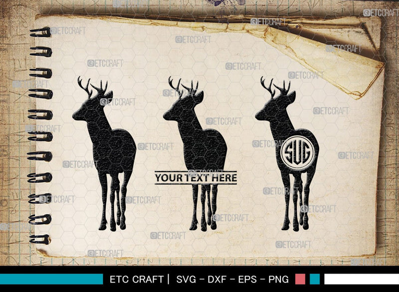 Deer Monogram, Deer Silhouette, Deer SVG, Gazelle Svg, Buck Svg ...