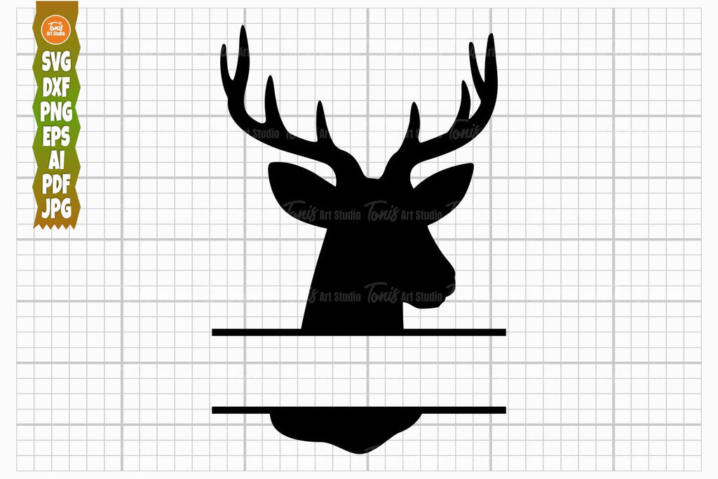 Deer Split Monogram SVG, Deer Head Svg, Hunting Svg, Deer Silhouette S ...