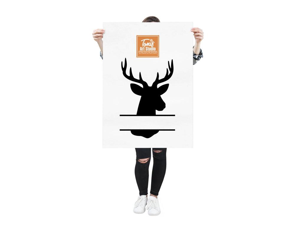 Deer Split Monogram SVG, Deer Head Svg, Hunting Svg, Deer Silhouette S ...