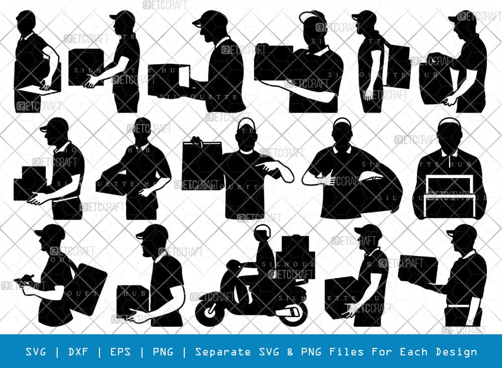 Delivery Man SVG, Man Silhouette, Delivery Service Svg, Delivery Man ...