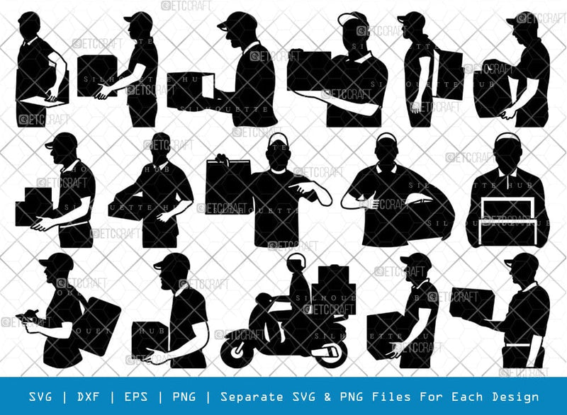 Delivery Man SVG, Man Silhouette, Delivery Service Svg, Delivery Man ...