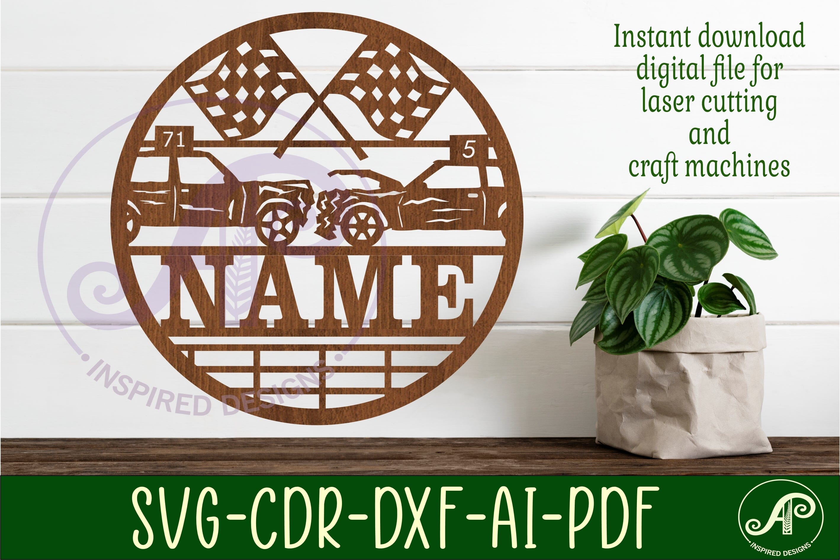 Demolition derby cars name sign svg laser cut template - So Fontsy